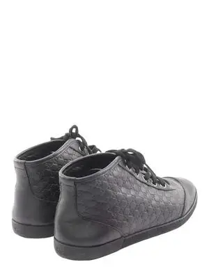 Gucci Leather High-top Lace-up Sneakers - Black