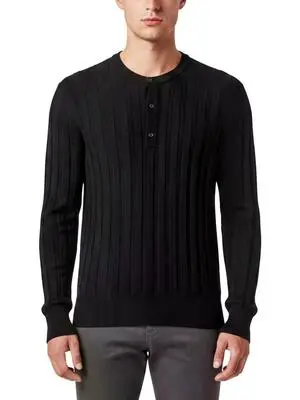 TOM FORD Rib-knit Henley Sweater - Black