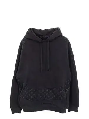 LOUIS VUITTON Monogrammed Circle Cut Hoodie - Black