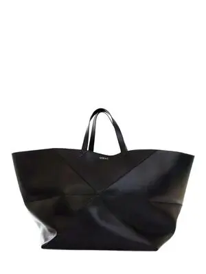 Loewe 2023 Shiny Calfskin Puzzle Fold Tote Bag - Black