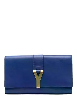 Saint Laurent 2018 Leather Chyc Ligne Clutch Bag - Blue