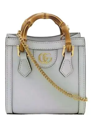 Gucci Calfskin Bamboo Diana Satchel - Blue