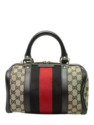 Gucci Gg Canvas Web Joy Boston Bag Satchel - Black