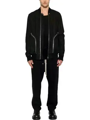 Rick Owens Leather Zip-detail Bomber Jacket - Black