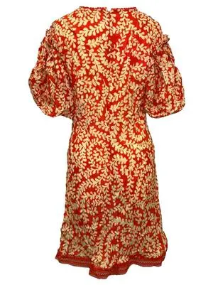 Diane Von Furstenberg Fisher Leaf-print Mini Dress - Red