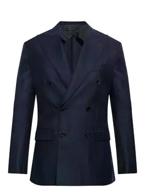 Brioni Double-breasted Herringbone Blazer - Blue
