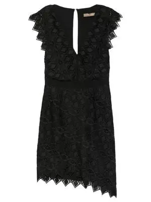 SIMONA CORSELLINI Guipure-lace Ruffled Mini Dress - Black