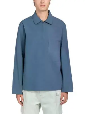 MARGARET HOWELL Half-zip Long-sleeve Shirt - Blue