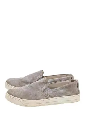 PRADA Prada Grey Suede Round Toe Slip-On Sneakers
