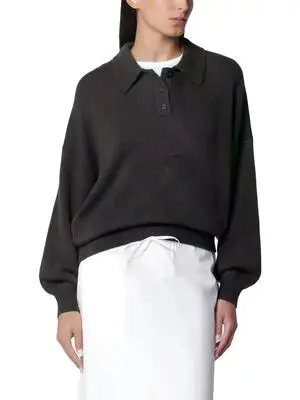 LISA YANG Etta Cashmere Long Sleeve Polo Shirt - Brown