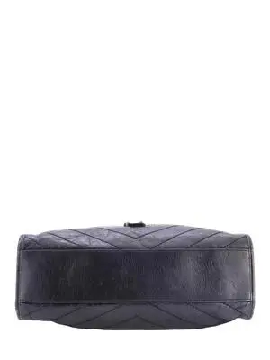 Saint Laurent Niki Shopping Matelasse Chevron Leather Medium Tote Bag - Black