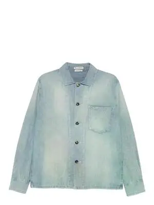 JW Anderson Chambray Logo-patch Chest-pocket Cotton Shirt - Blue