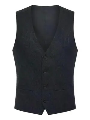 Corneliani Damask-pattern Welt-pocket Waistcoat - Black