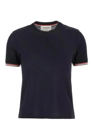 Thom Browne Rwb Stripe Fine-knit T-shirt - Blue