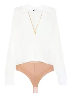 Elisabetta Franchi Chain-detail Wrap Bodysuit - White