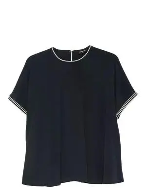 Fabiana Filippi Fabiana Filippi Short Sleeve Blouse With Striped Trim Blue