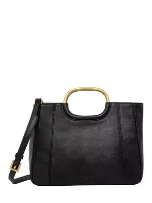 TWINSET Metal-handle Leather Tote Bag - Black