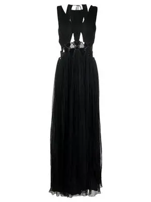 Alberta Ferretti Silk Cut-out Halterneck Maxi Dress - Black