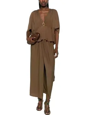 FORTE_FORTE Draped Skirt With Front Slit - Brown
