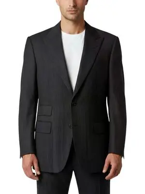 TOM FORD Striped Single-breasted Blazer - Blue