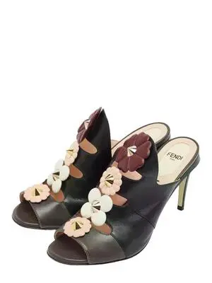 Fendi Flowerland Cut-out Stiletto Sandals - Black