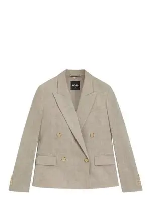 BOSS Double-breasted Wool Blazer With Peak Lapels - Neutrals