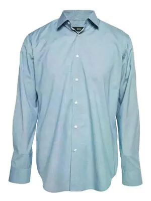BOSS Eliott Micro-houndstooth Pattern Shirt - Blue