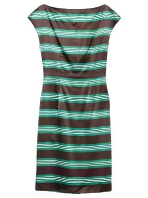 Prada Sleeveless Horizontal Stripe Mini Dress - Brown