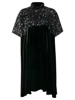 Talbot Runhof Asymmetrical Hem Sequined Dress - Black