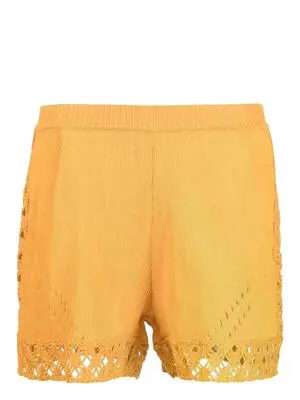 Alberta Ferretti Geranium Cotton Open Knit Shorts - Orange