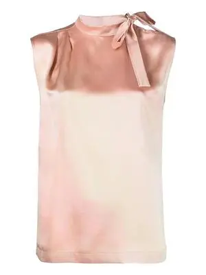 Alberta Ferretti Alberta Ferretti Pussy-Bow Silk Blouse Orange