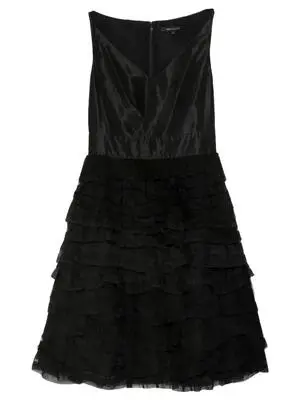 Marc Jacobs Tiered Tulle V-neck Dress - Black