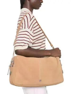 Pinko Large Keeper Suede Shoulder Bag - Neutrals