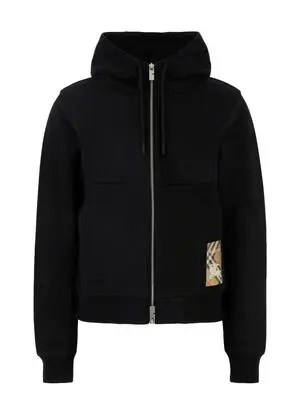 Burberry Zip-up Hoodie With Logo Patch - Black