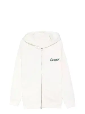 CAVENDISH Logo Embroidered Zip-up Hoodie - White