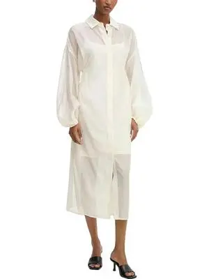 Liu Jo Sheer Finish Balloon Sleeve Midi Dress - Neutrals