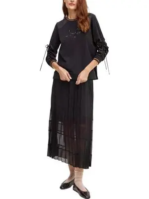 MORGAN Pleated Midi Skirt - Black