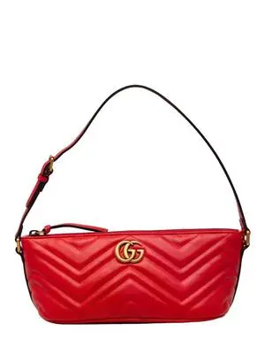 Gucci Gg Marmont Matelassé Calfskin Shoulder Bag - Red