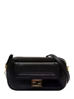 Fendi Leather Baguette Crossbody Bag - Black