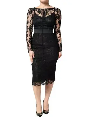 Dolce & Gabbana Lace-trim Midi Dress - Black