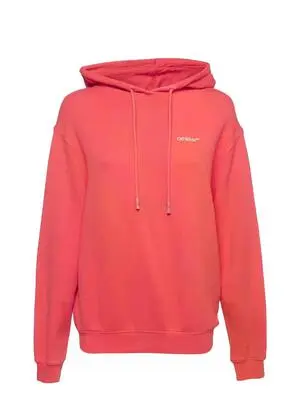 Off-White Cotton Hoodie With Logo Detail - Red