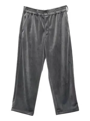 Y3 Logo Print Wide-leg Velvet Trousers - Grey