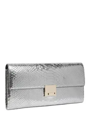 TOM FORD Python-effect Push-lock Clutch Bag - Silver