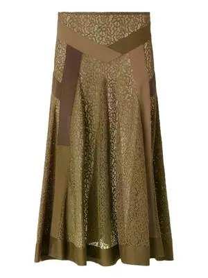 Pinko Lace-panelled Patchwork Midi Skirt - Green