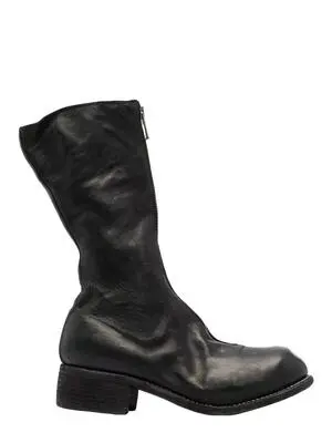 Guidi Front-zip Leather Boots - Black
