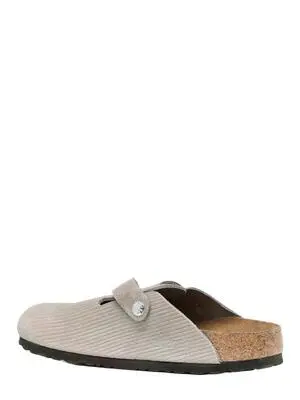 BIRKENSTOCK Boston Embossed Suede Clogs - Grey