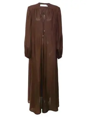 Zimmermann Long-sleeved Silk Maxi Dress - Brown