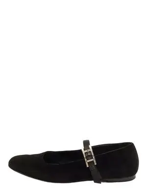 Hermès Velvet And Satin Buckle-fastening Ballet Flats - Black