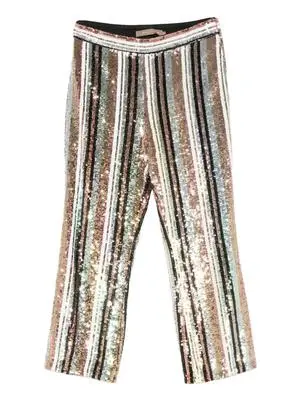 SIMONA CORSELLINI Sequin-embellished Striped Trousers - Silver
