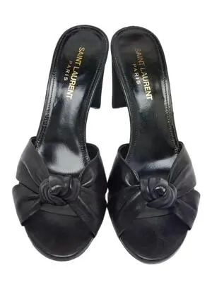 Saint Laurent Bianca Leather Heeled Sandals - Black